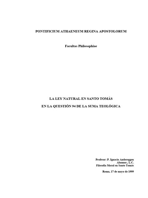 Ley Natural De St Elab Pdf Tomás De Aquino La Ley Natural