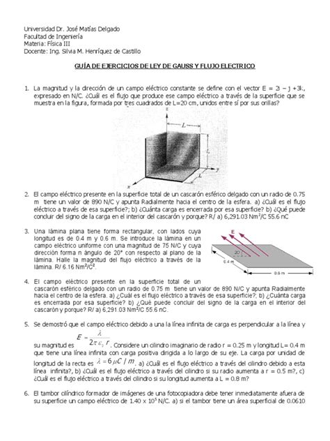 Guía Ley De Gauss Y Flujo Eléctrico Ciclo 02 2022 Pdf Campo