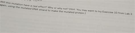 Solved Will This Mutation Have A Real Effect Why Or Why Chegg