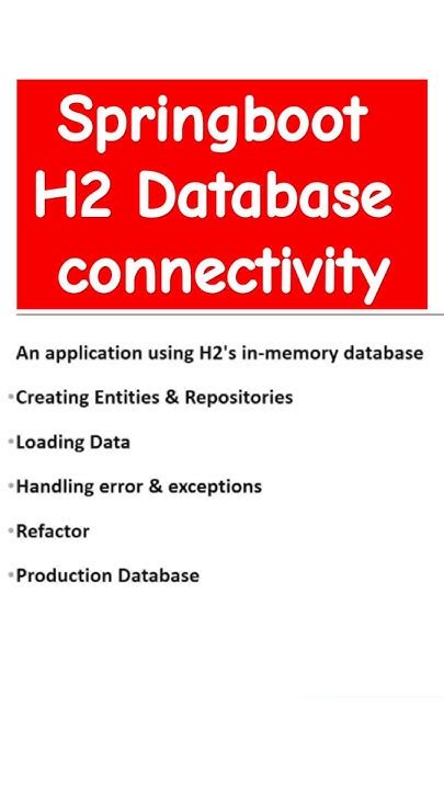 Spring Boot And H2 In Memory Database Shorts Springboot Java