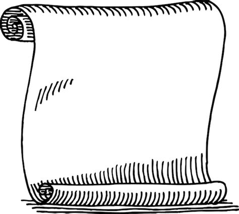 Premium Vector Hand Drawn Vector Drawing Of A Blank Paper Scroll