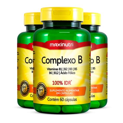Kit 3 Complexo B 100 Idr Maxinutri 60 Cápsulas Edin