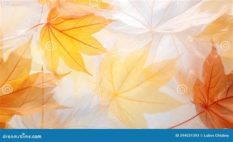 Translucent Fallen Autumn Leaves Fall Autumn Background Stock