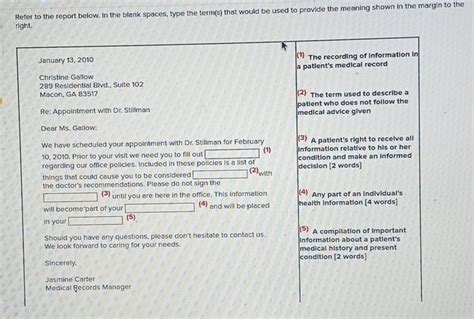 Solved Refer To The Report Below In The Blank Spaces Type The Terms