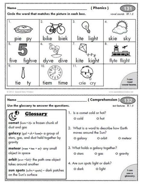 1st Grade Homework Worksheets