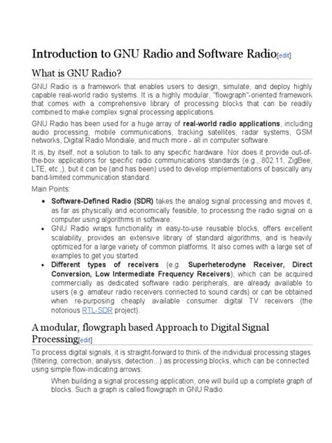 Introduction To Gnu Radio And Software Radio Pdf Frequency
