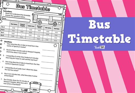 Bus Timetable Teacher Resources And Classroom Games Teach This