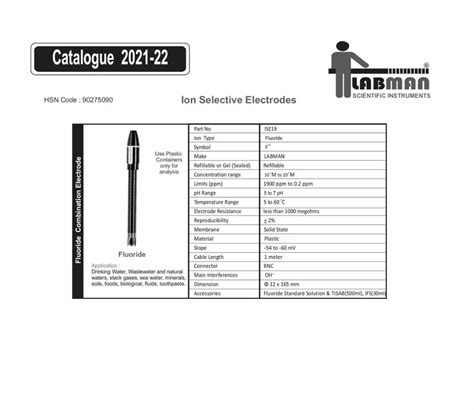 Fluoride Combination Electrode At ₹ 27600piece आयन चयनात्मक