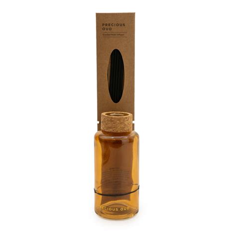 200ml Tall Reed Diffuser With Cork Lid Amber Precious Oud Scent 6p
