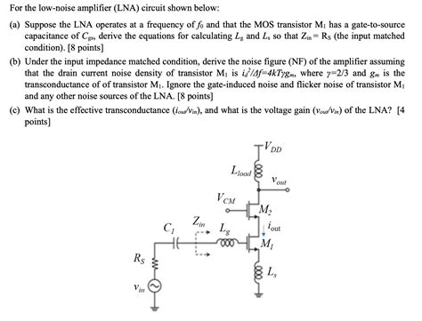 Solved For The Low Noise Amplifier LNA Circuit Shown Chegg