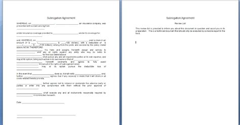 Subrogation Agreement Download ~ Demo