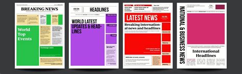 Newspaper Cover Set Vector With Text Article Column Design Technology
