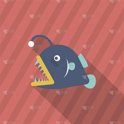 灯笼鱼图标，矢量平面长阴影设计。eps10图片 其他图片图片素材 花瓣网