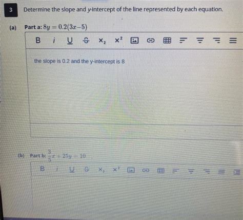 Solved Determine The Slope And Y Intercept Of The Line