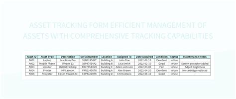 Asset Tracking Form Efficient Management Of Assets With Comprehensive Tracking Capabilities