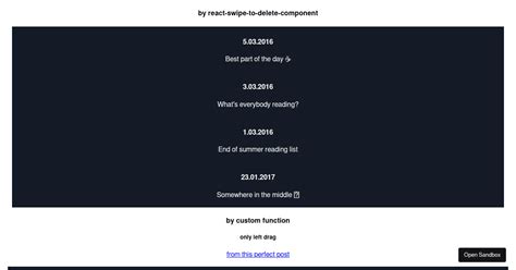 Swipe To Delete Component And Cutom Function Forked Codesandbox