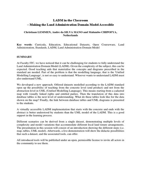 Ladm In The Classroom Making The Land Administration Domain Model