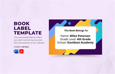 School Book Label Template In Word Photoshop Download
