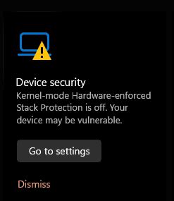Kernel Mode Hardware Enforced Stack Protection Suddenly Off Windows Forum