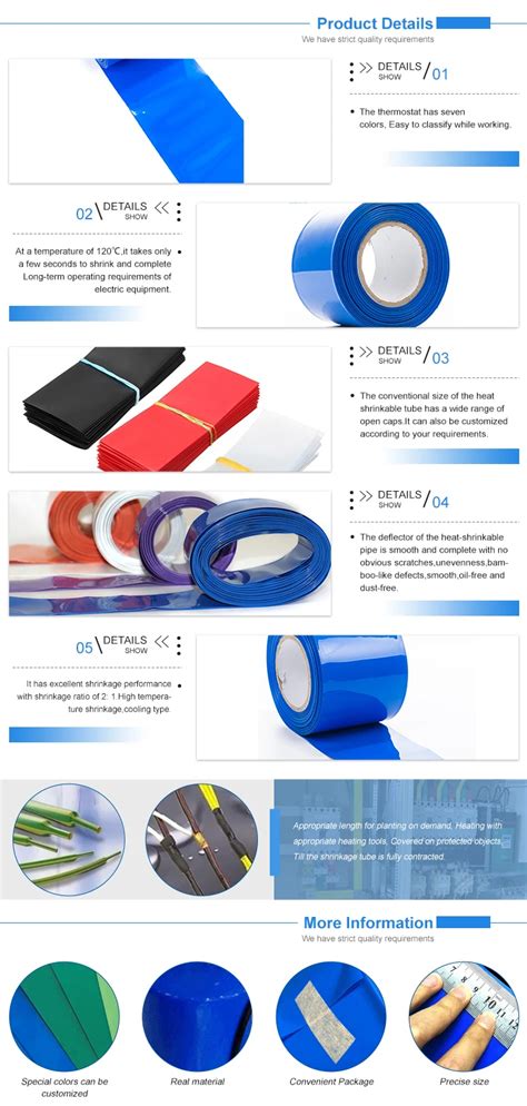 리튬 배터리 팩 Pvc 열 수축 랩 튜브 Pvc 가열 수축 전원 공급 장치 블루 컬러 Pvc 열 수축 Buy 공장 도매