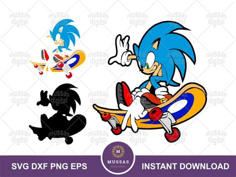 Sonic Svg Layered Sonic Skateboard Vector Png Vectorency