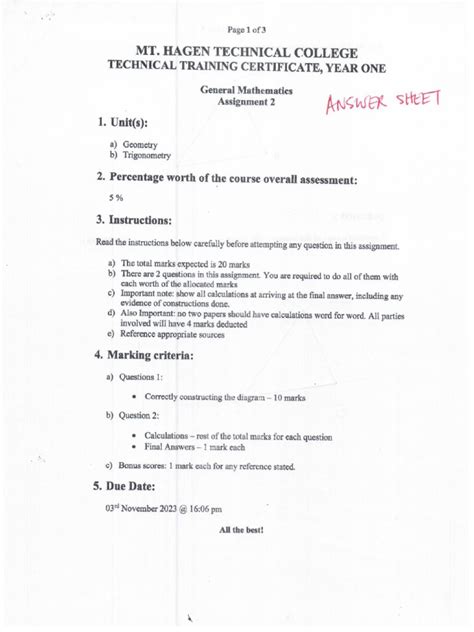 Assignment2answersheet Pdf