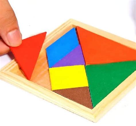 1PC Free Shipping Wooden Tangram 7 Piece Puzzle Square IQ Game Brain