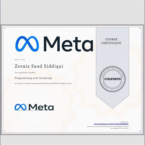Zoraiz Saad On Linkedin Javascriptcertificate Metacertification