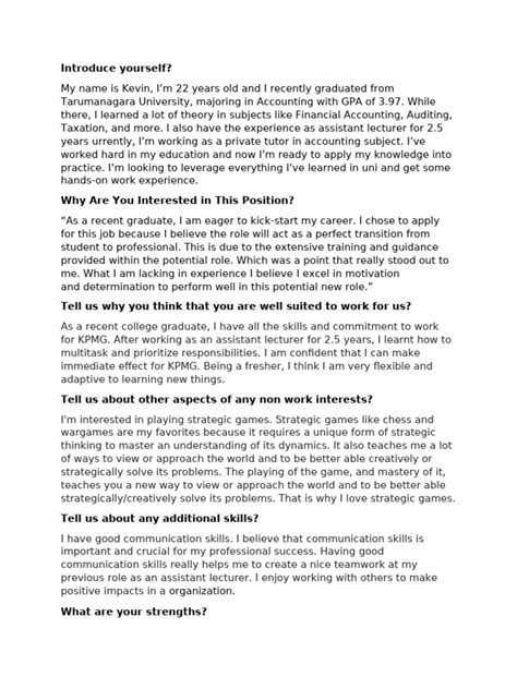 English Kpmg Interview Pdf Social Psychology Cognitive Science