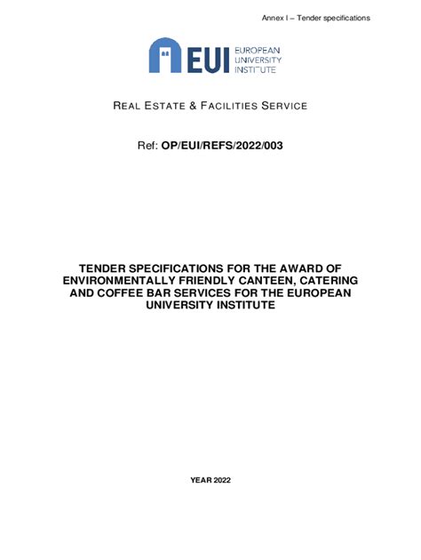 Fillable Online Tender Specifications Title Framework Service Contract