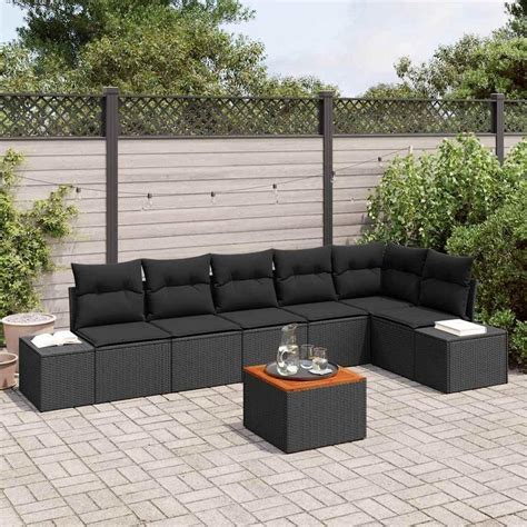 Garden Sofa Set 7 Pcs Black Vidaxl Big W