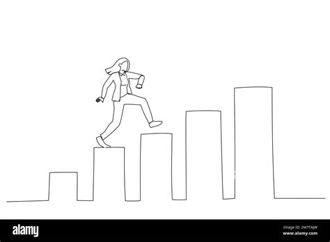 Illustration Of Confidence Businesswoman Step Walking Up Stair Of