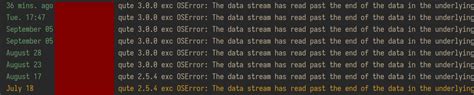 `checkqdatastream` Oserror The Data Stream Has Read Past The End Of