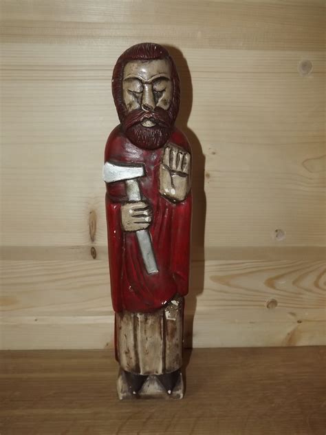 Vintage French Statue Saint Matthias The Apostle With Axe Etsy