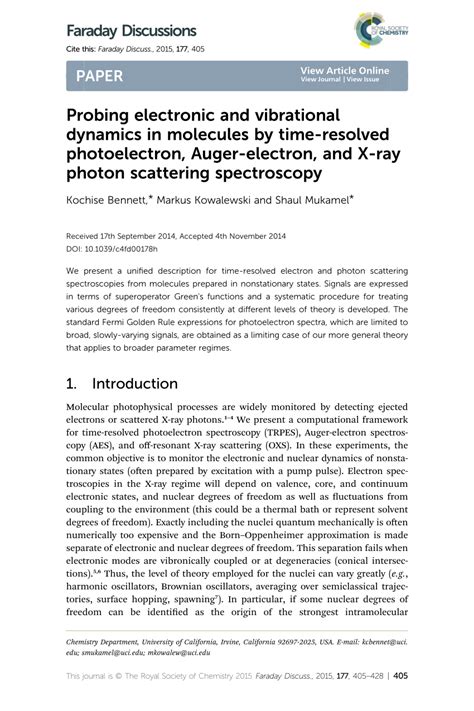 Pdf Probing Electronic And Vibrational Dynamics In Molecules By Time