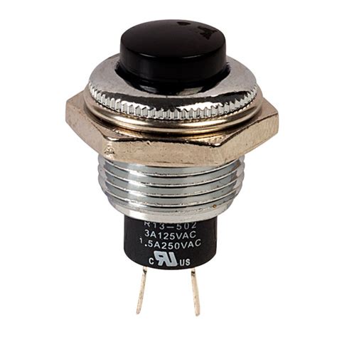 SCI R13 502MB 05 Large Black Push To Break Switch Rapid Electronics