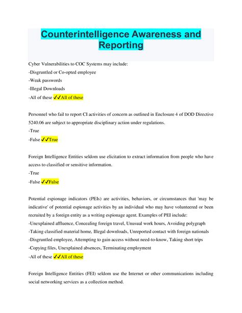 Counterintelligence Awareness And Reporting Browsegrades