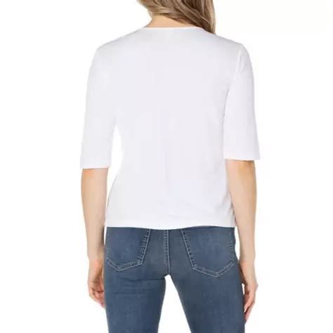 Womens Liverpool Los Angeles Double Layer Rib Knit V Neck T Shirt