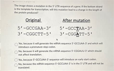 Solved The Image Shows A Mutation In The 5 ﻿utr Sequence Of