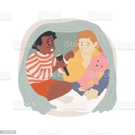 공포 이야기는 만화 벡터 일러스트레이션을 고립시켰다 섬뜩한에 대한 스톡 벡터 아트 및 기타 이미지 섬뜩한 이야기하기