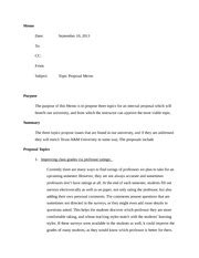 Memo Memo Date September 10 2013 To CC From Subject Topic Proposal Memo Purpose The