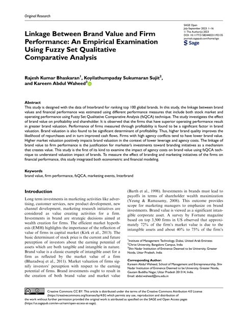 pdf linkage between brand value and firm performance an empirical