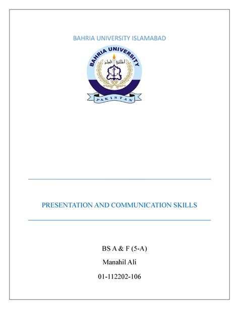 Pcs Assignment 1 Bahria University Islamabad Presentation And Communication Skills Bs A And F