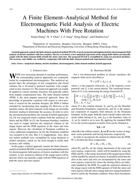 Pdf A Finite Element Analytical Method For Electromagnetic Field