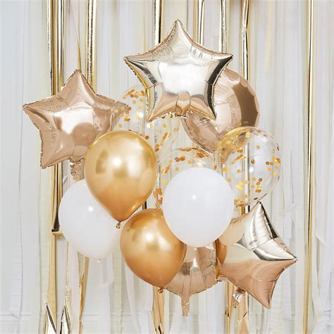 12 Gold Mixed Balloon Cluster Birthday Balloon Bundle Gold Etsy