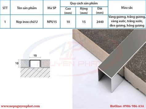 Nẹp Inox Chữ U mm nepnguyenphat