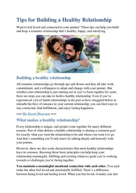 Tips For Building A Healthy Relationship Pdf