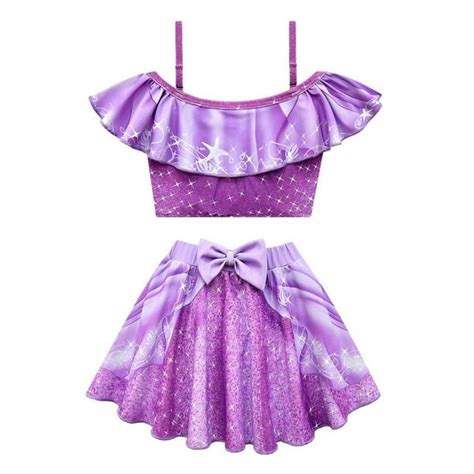 Girls Princess Two Piece Swimsuit Cinderellarapunzelaurora Cosplay