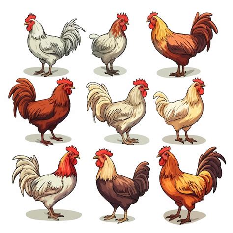 Gallo Aislado Sobre Un Fondo Blanco Vector Premium
