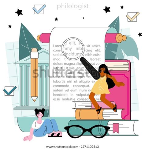 Philologist Concept Scientific Study Language History Stock Vector